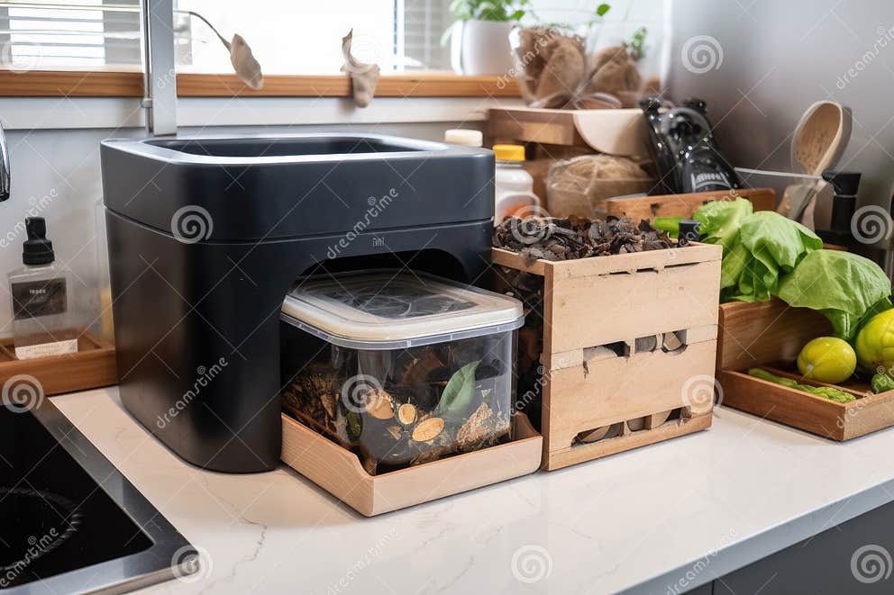 Composting System Built into Kitchen Countertop, with Bins and ...