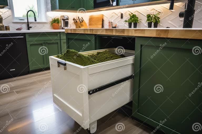 Composting System Built into Kitchen Countertop, with Rolling Bin and ...