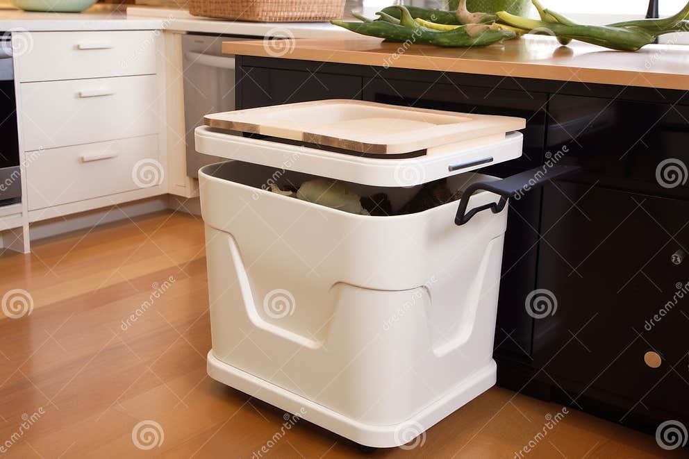 Composting System Built into Kitchen Countertop, with Rolling Bin and ...