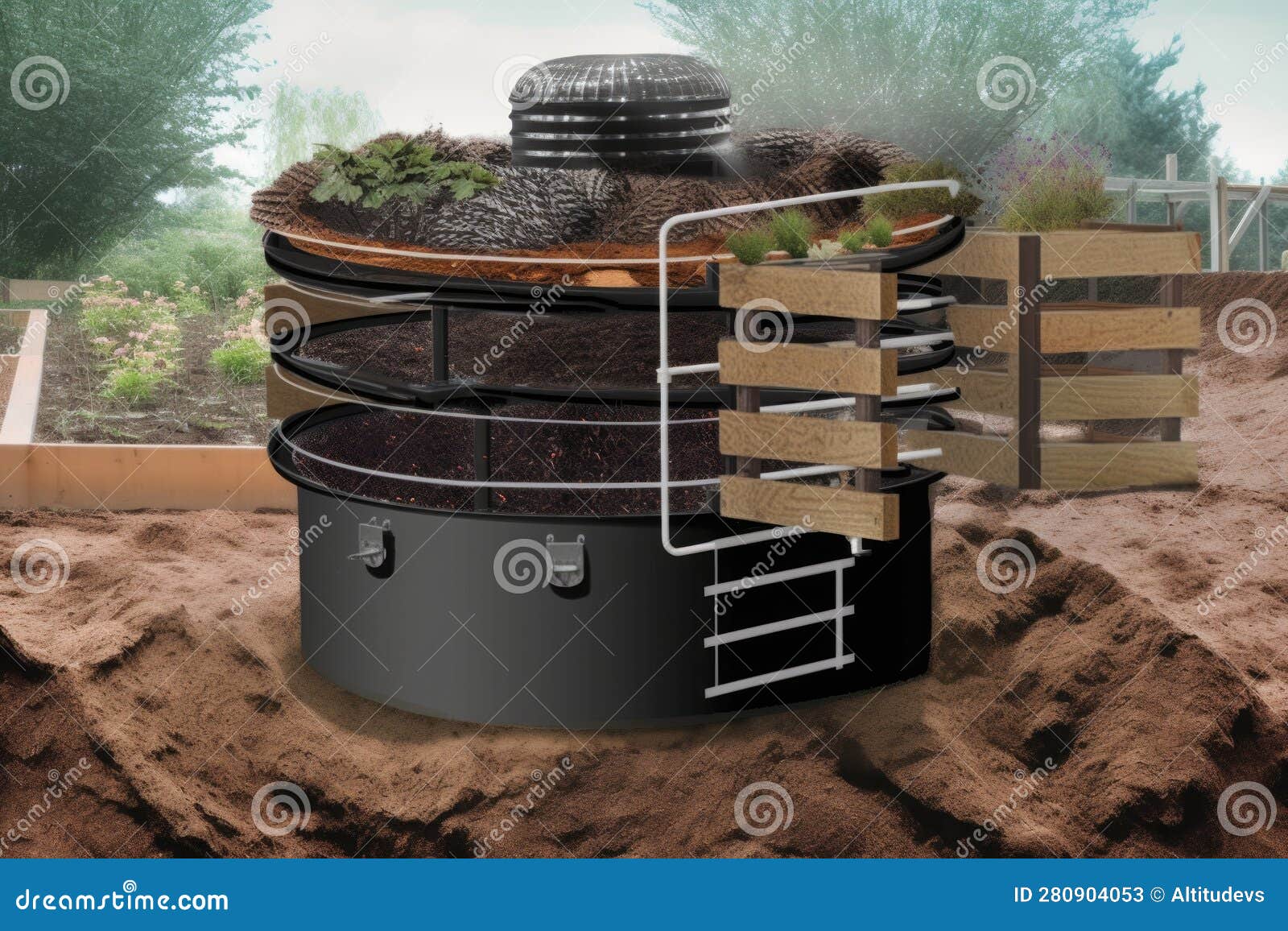 Composting System with Rotating and Aerating Mechanisms To Increase Air ...