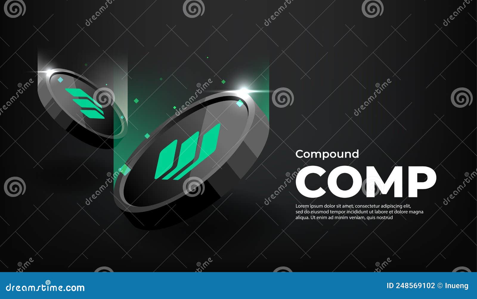 Compound COMP Coin Banner. COMP Coin Cryptocurrency Concept Banner ...