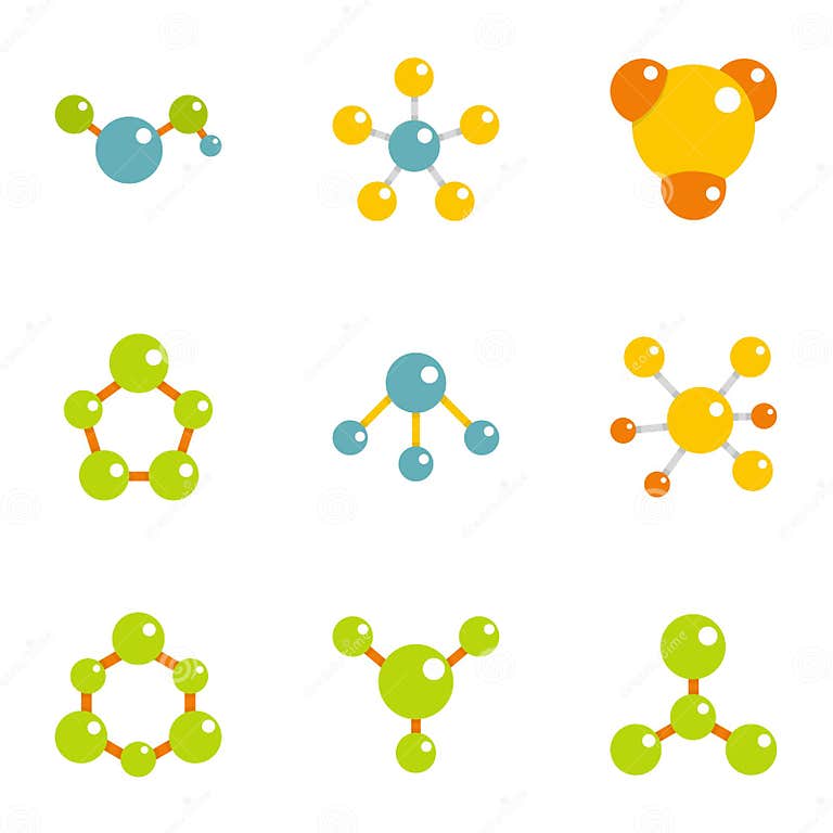 Compound Icons Set, Flat Style Stock Vector - Illustration of bubble ...