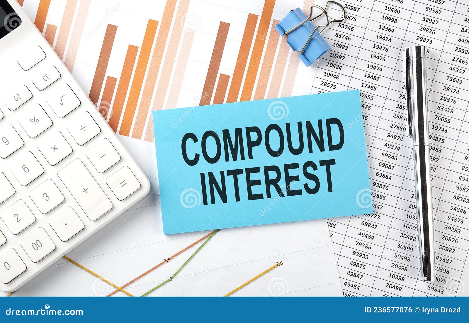 COMPOUND INTEREST Text on the Sticker on Diagram Background Stock Photo ...