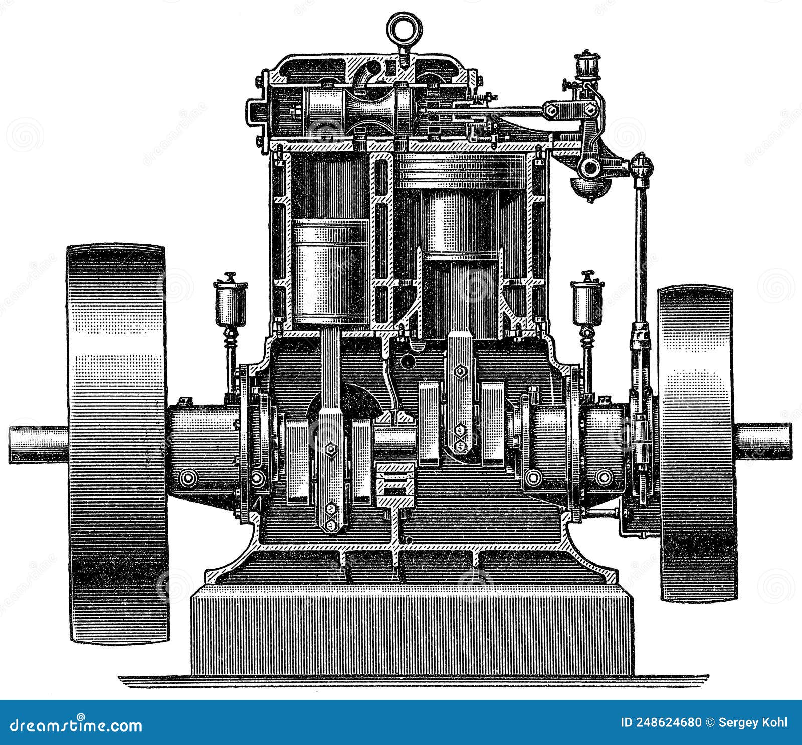 Compound Machine Westinghouse in Vertical Section. Stock Illustration ...
