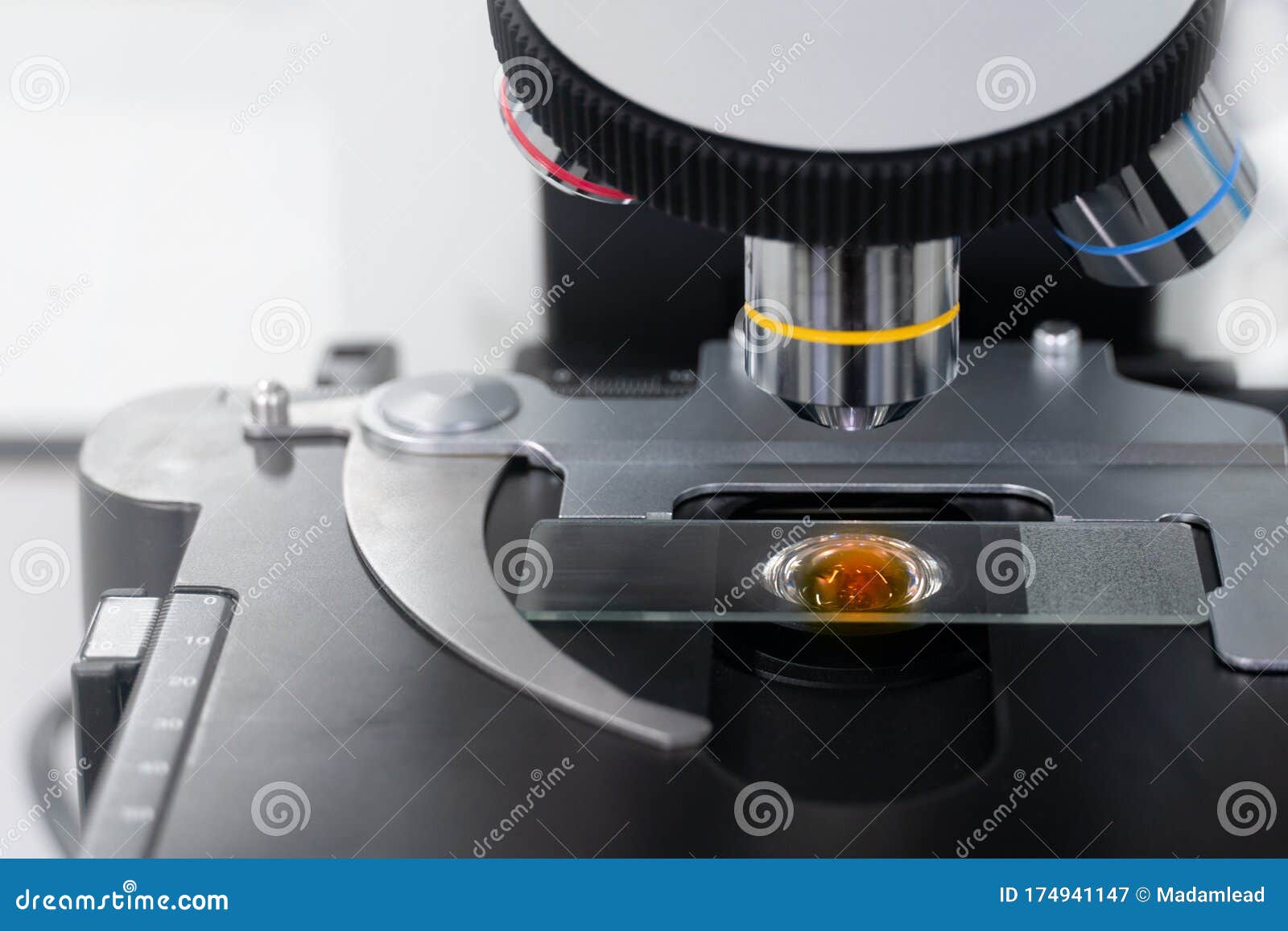 Compound Microscope with Glass Sample Slide for Medical Health Science ...