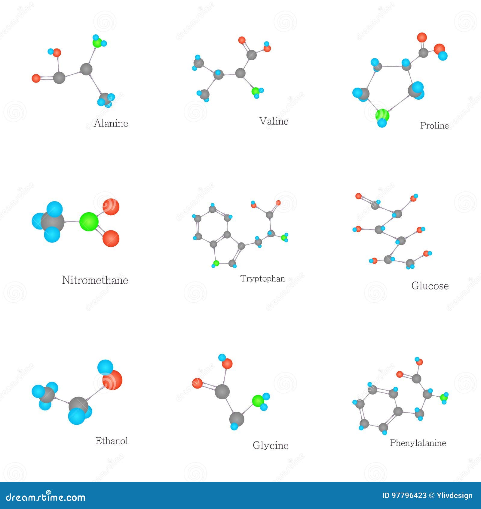 Compound Molecule Icons Set, Cartoon Style | CartoonDealer.com #97796423