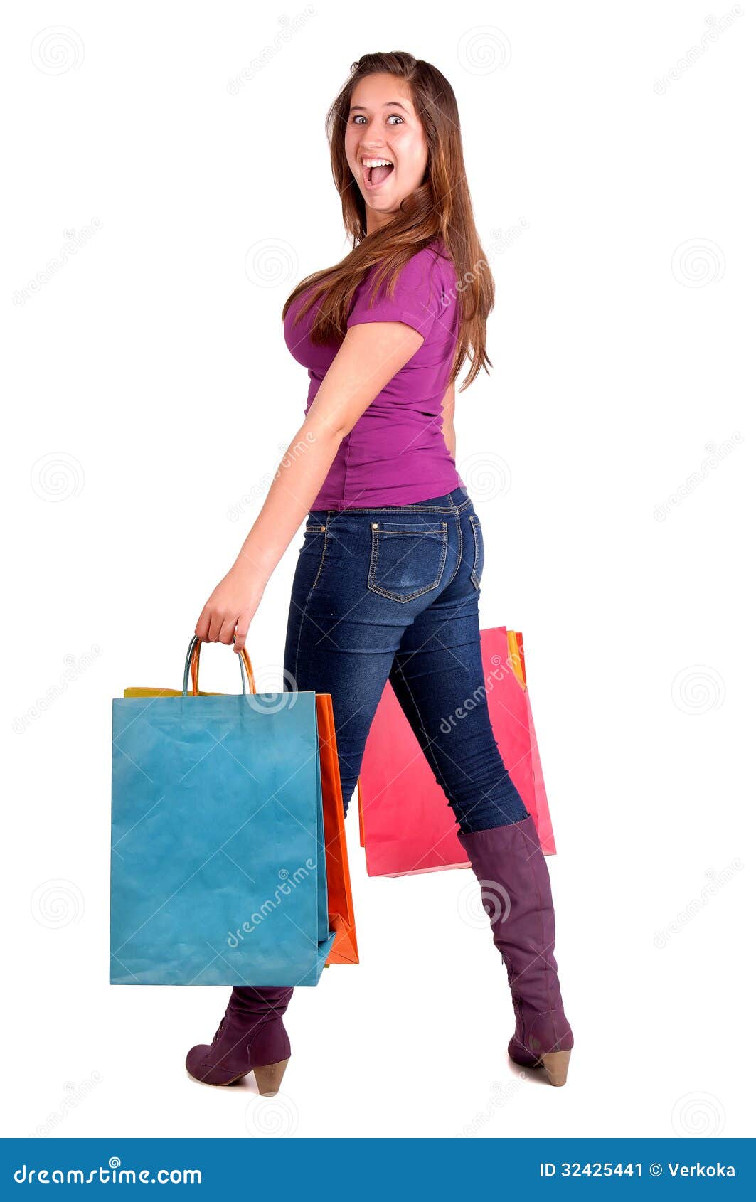 Compra imagem de stock. Imagem de olhar, sacos, felicidade - 32425441