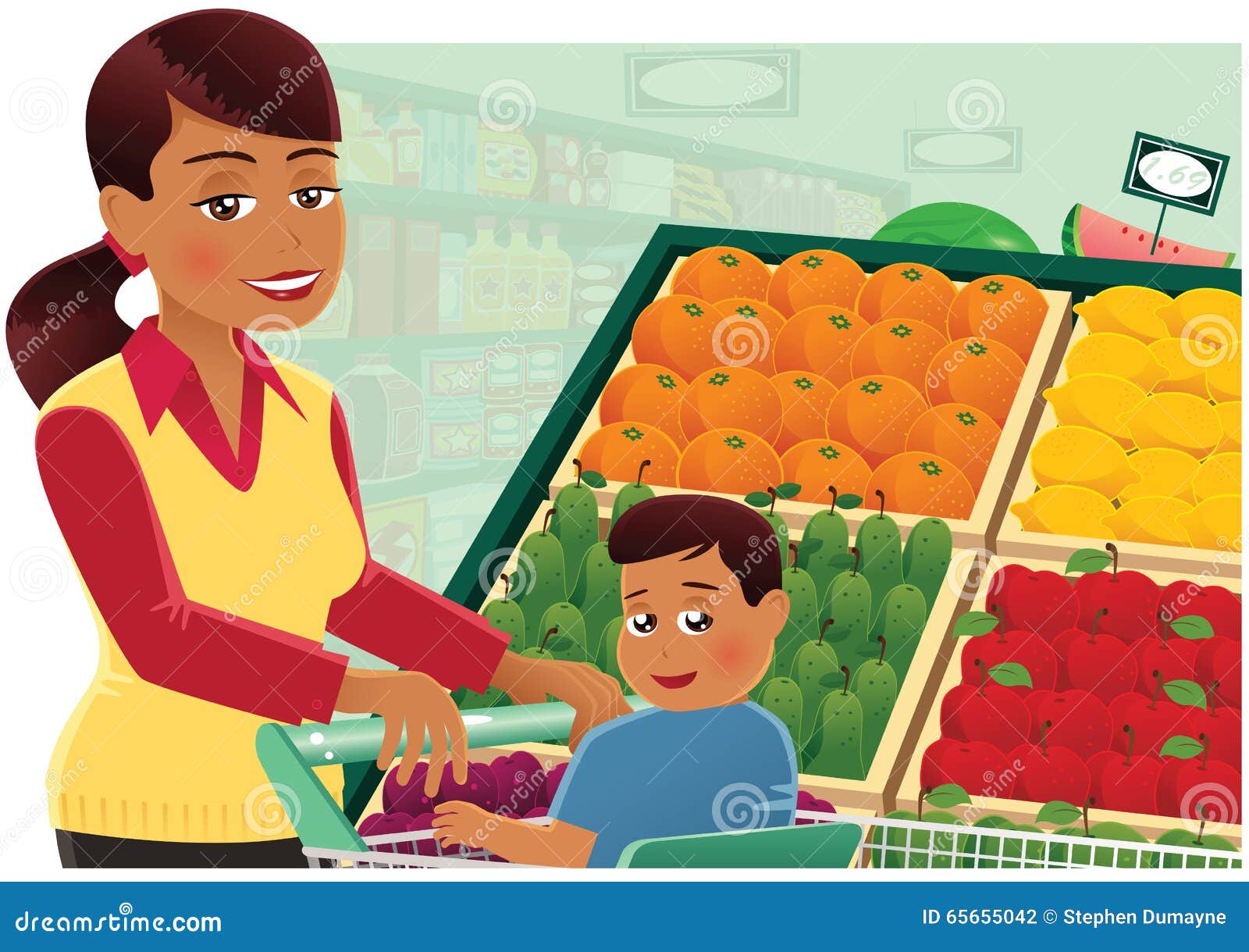 Compras De La Mujer En El Supermercado Ilustración del Vector ...