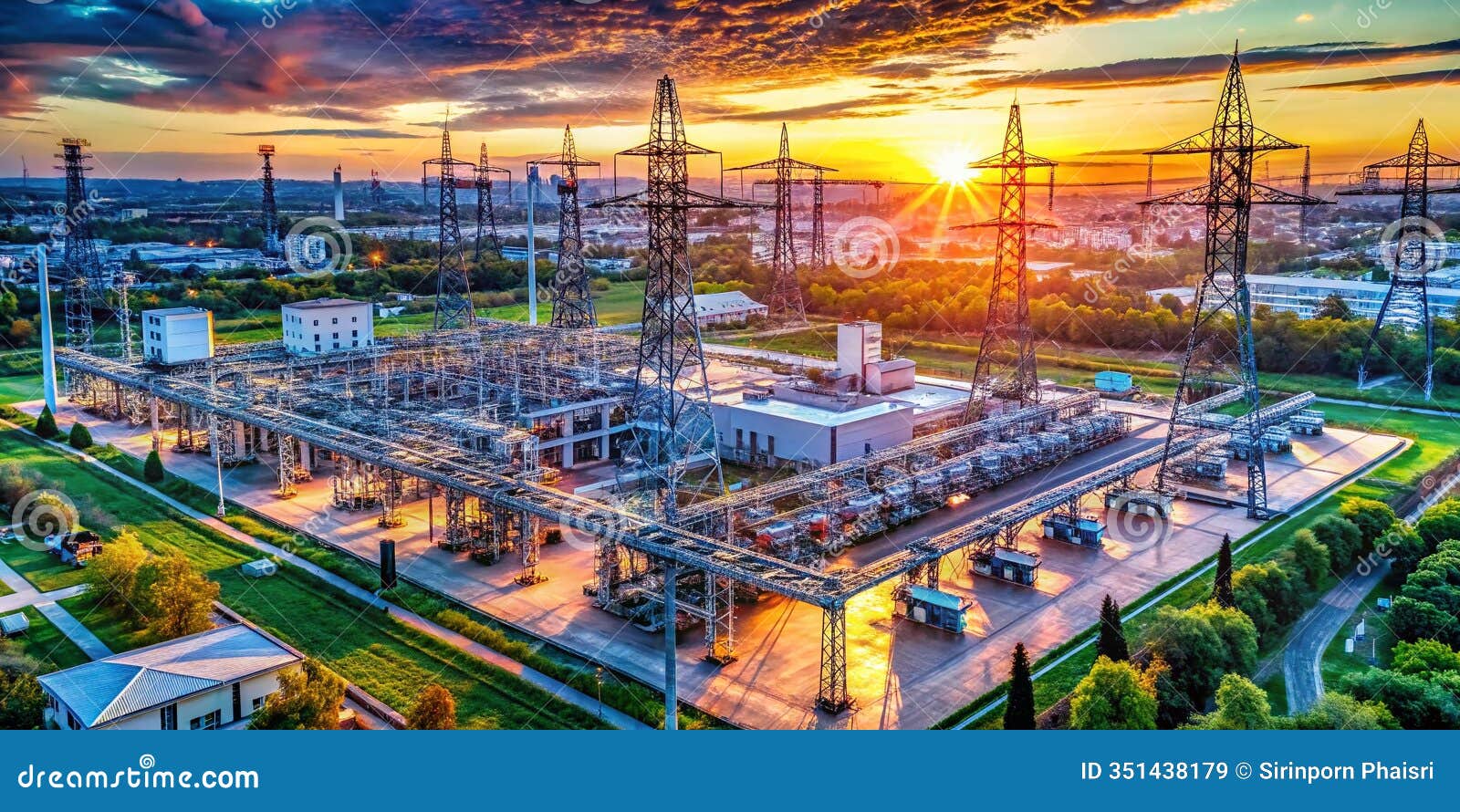 Comprehensive Aerial Perspective of a Modern Electrical Substation ...