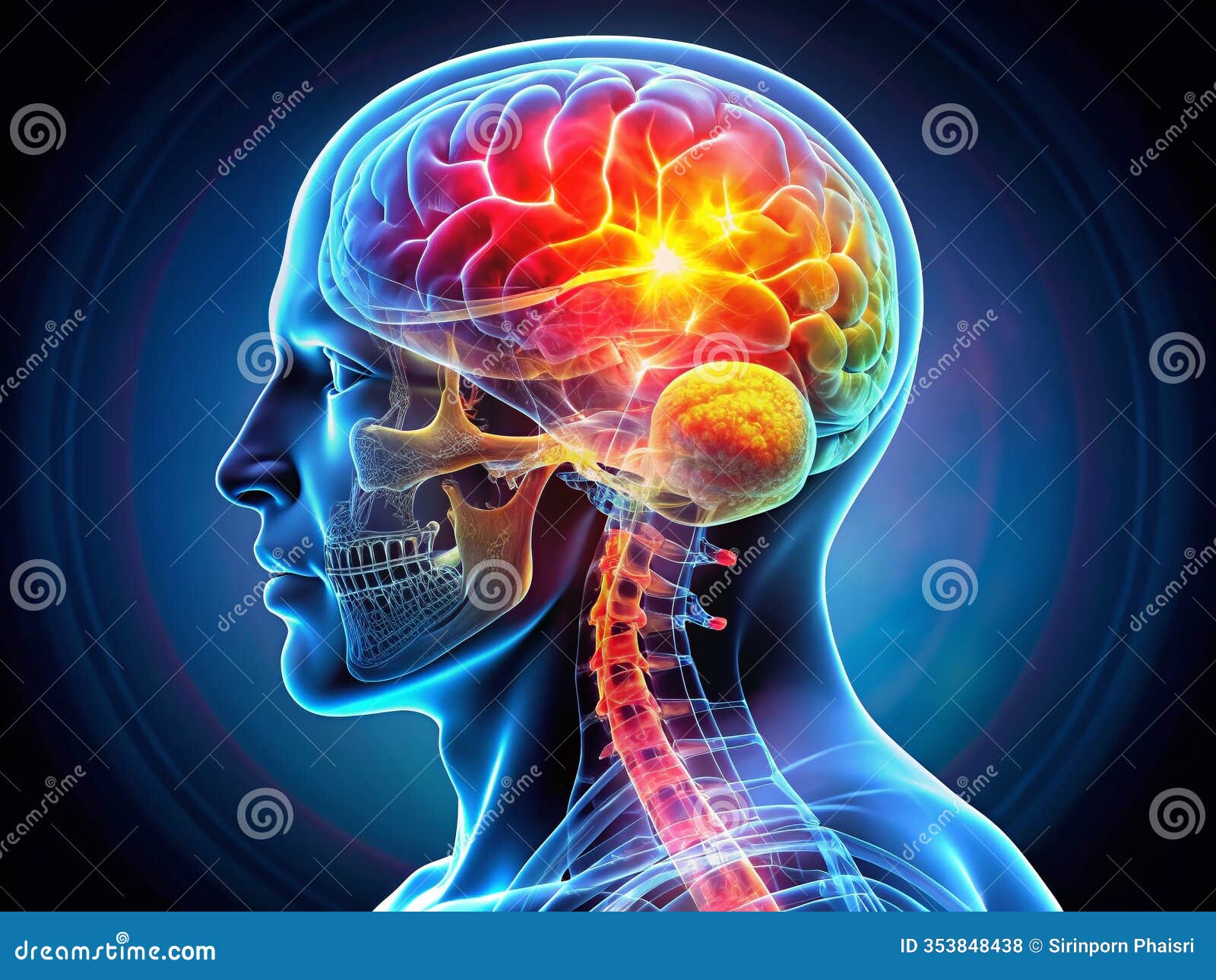 Detailed Human Brain Anatomy Visualization Pain Signal Pathways and ...