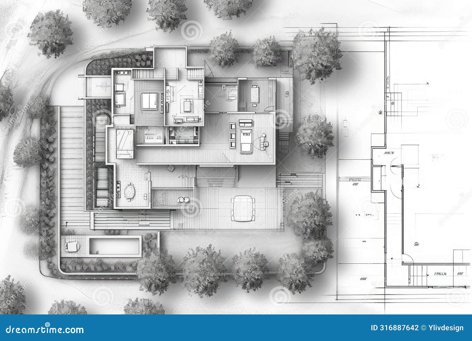 Comprehensive Architectural House Plan. Home Construction Stock Photo ...