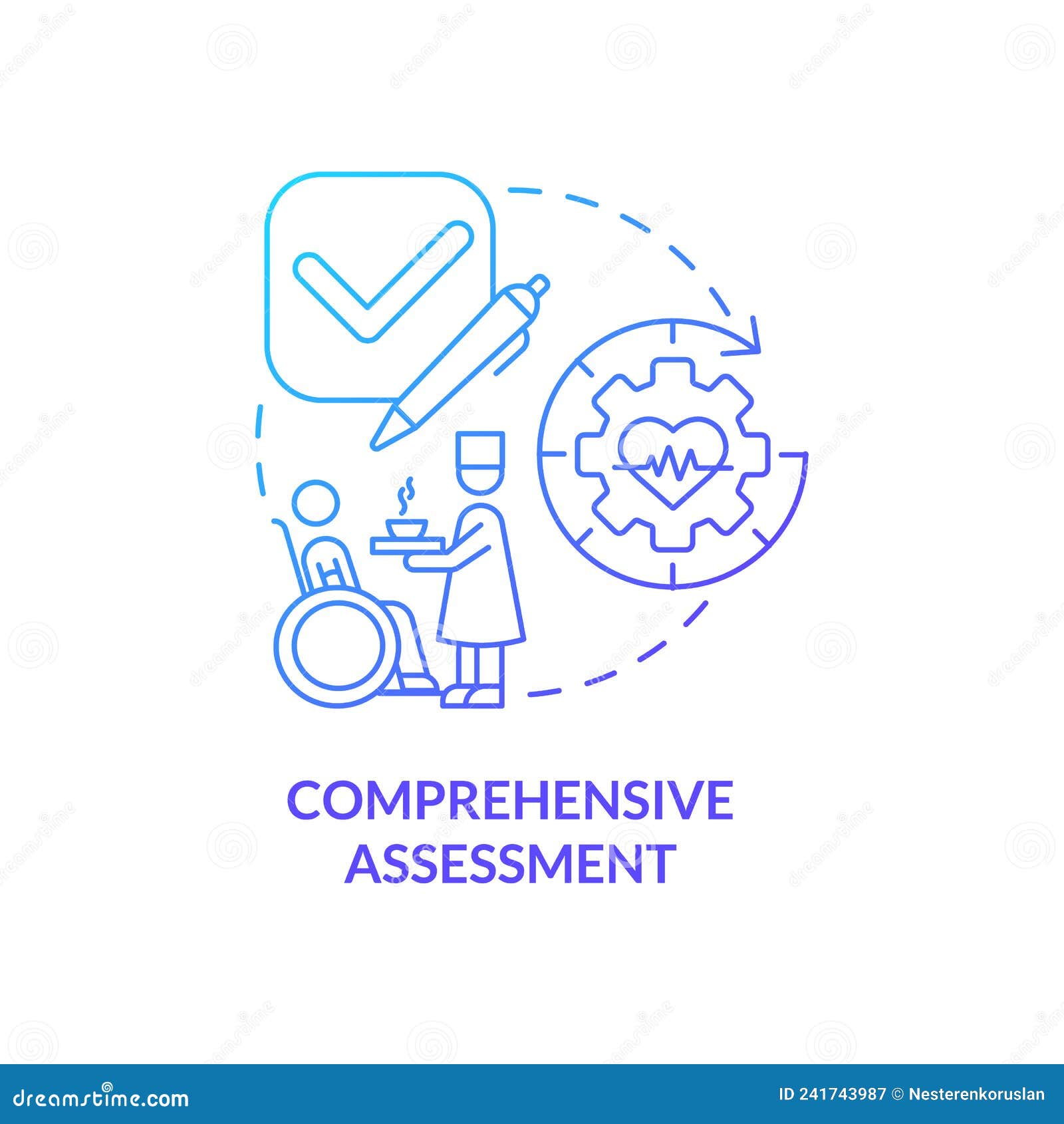 Comprehensive Assessment Blue Gradient Concept Icon Cartoon Vector ...