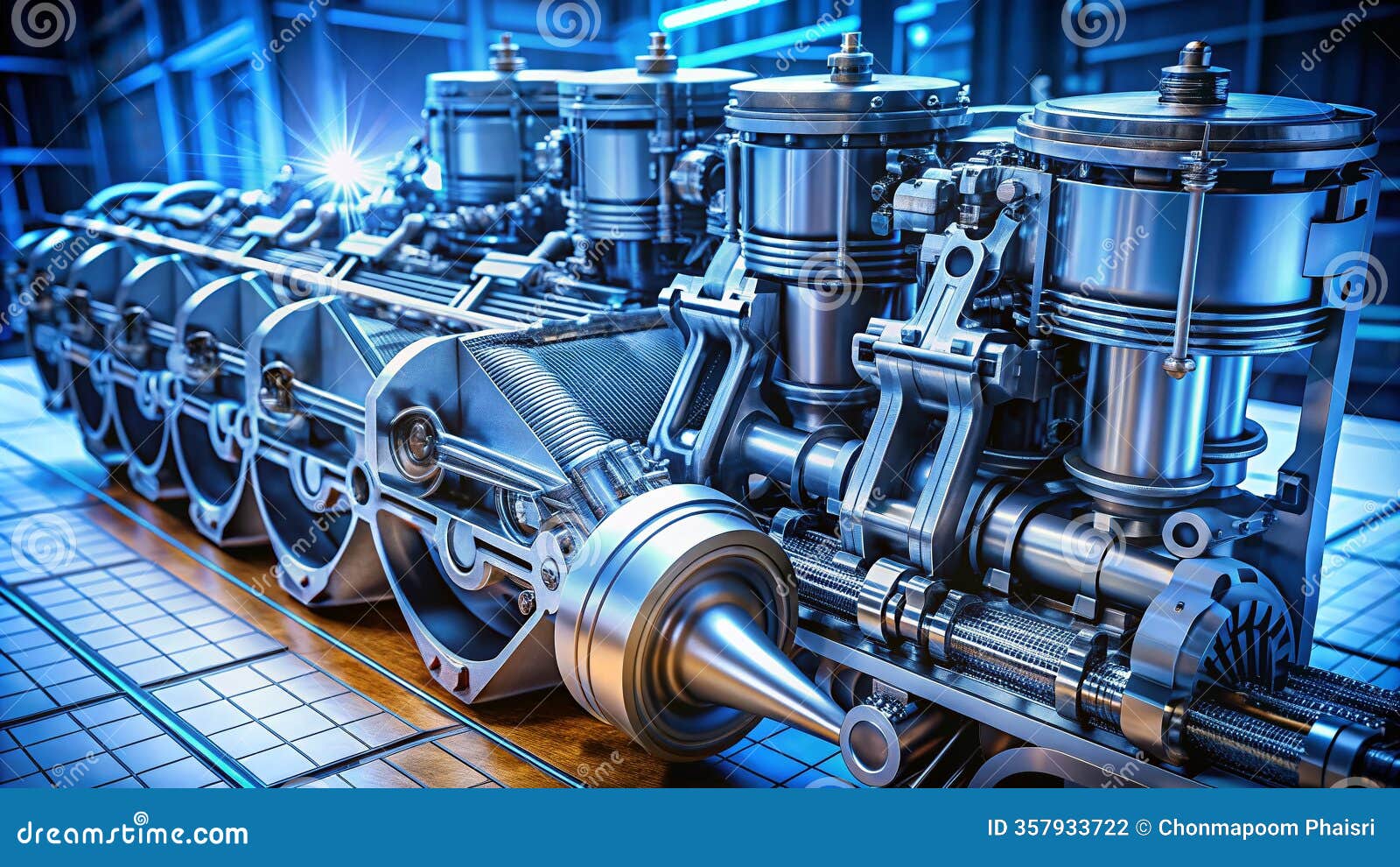 Detailed Industrial Engine Blueprint Comprehensive Technical Drawing of ...