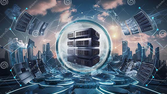 Comprehensive Cloud Computing Infrastructure, Hybrid Cloud Network Concept Background Stock ...