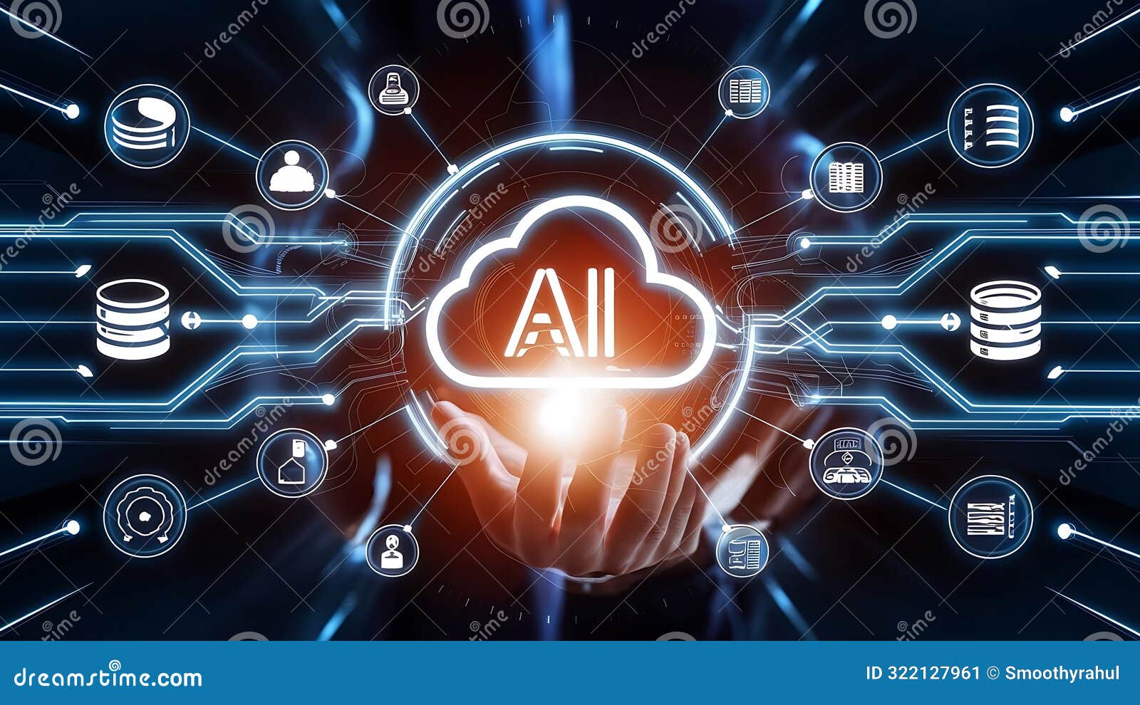 Comprehensive Cloud Computing Infrastructure, Hybrid Cloud Network Concept Background Stock ...