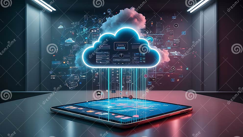 Comprehensive Cloud Computing Infrastructure, Hybrid Cloud Network Concept Background Stock ...