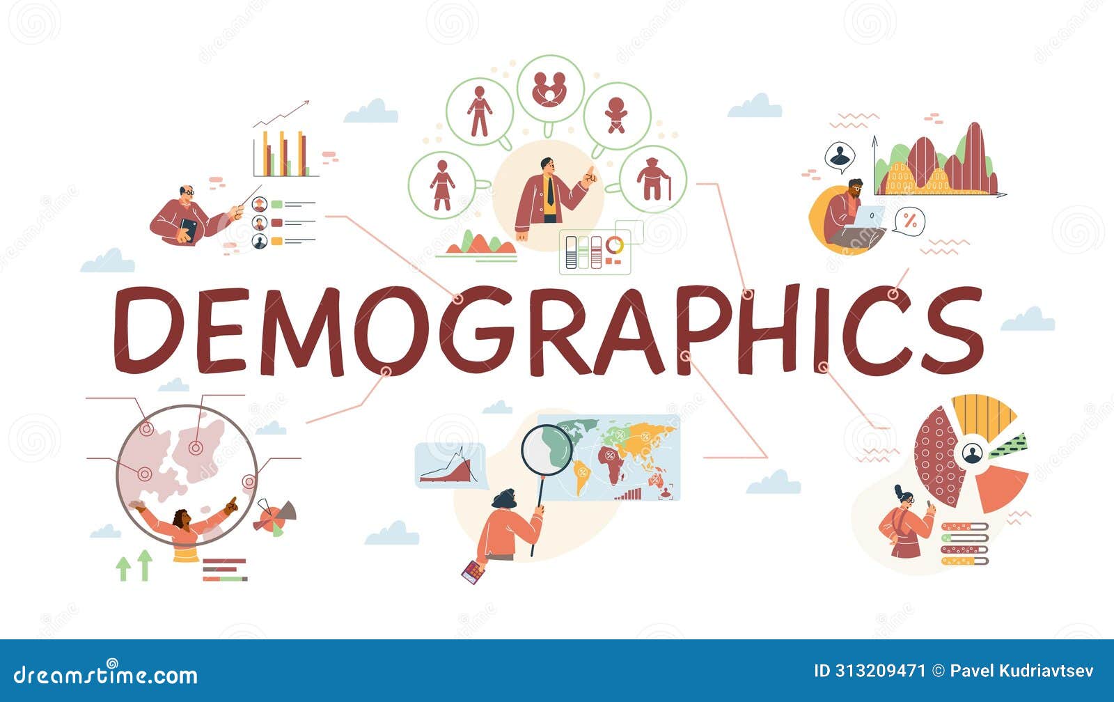 Demographic Charts Aging Statistics Data Vector Infographic, Young ...