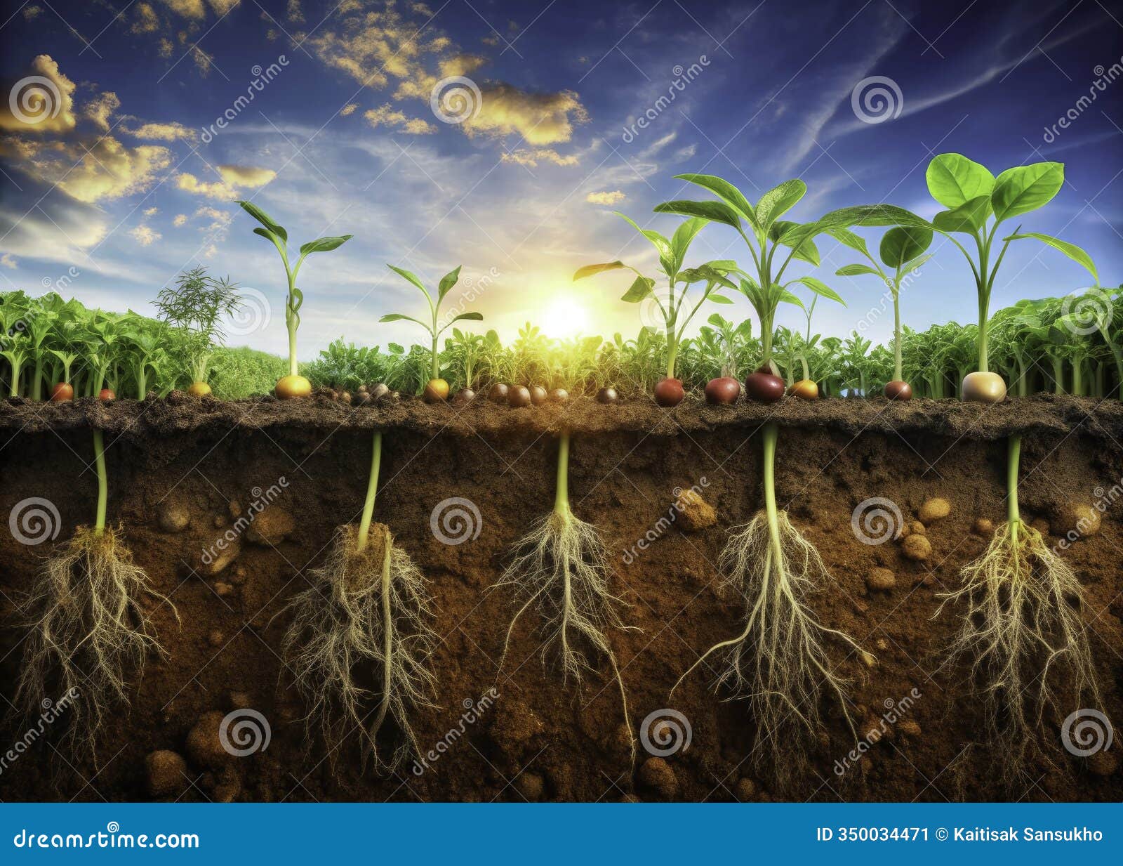 A Comprehensive Educational Cutaway Illustration of Seed Germination ...