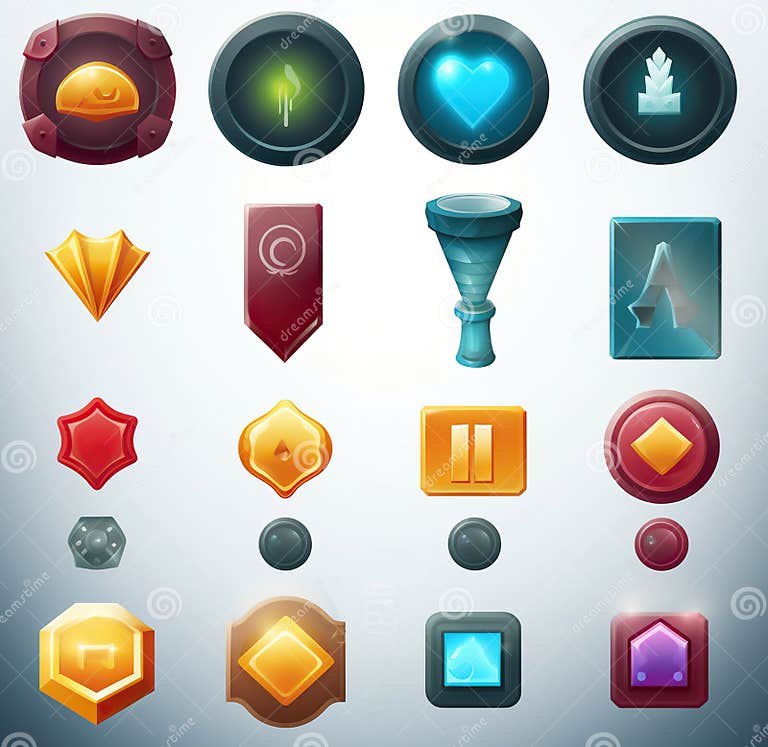 A Comprehensive Game Ui Assets Set For Gaming User Interface Icons Generative Ai Stock