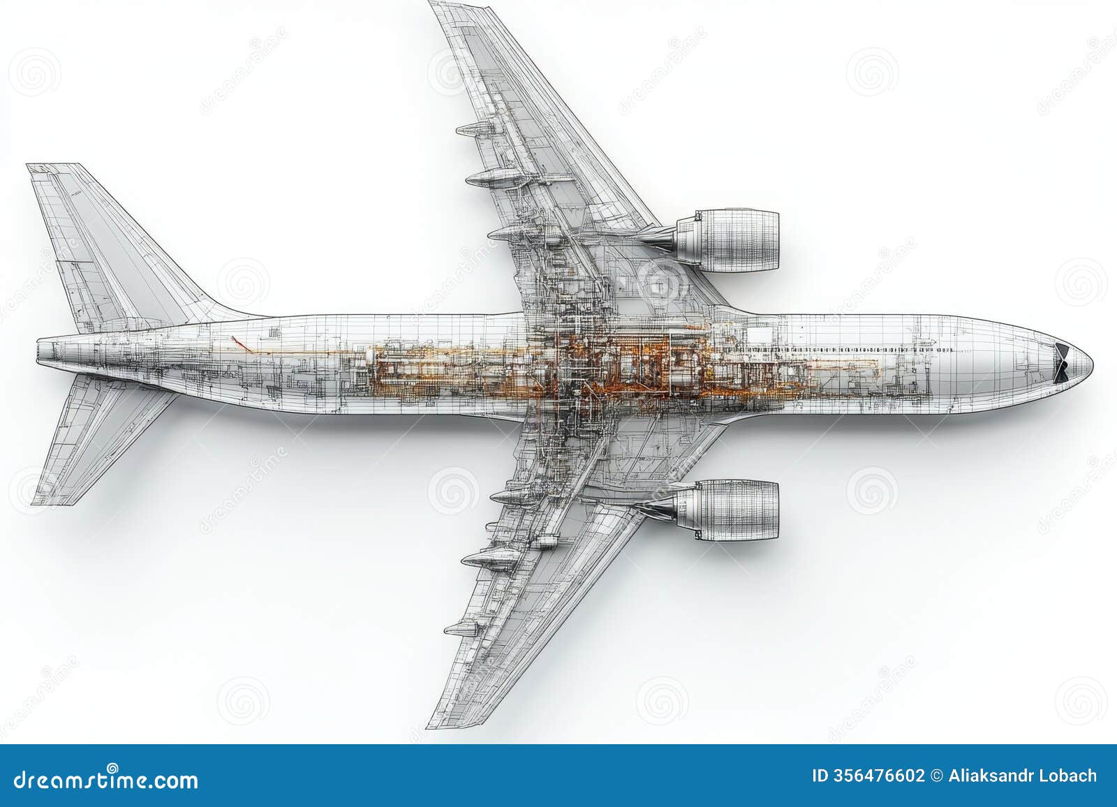 Detailed Illustration of an Aircraft Showcasing Internal Components ...