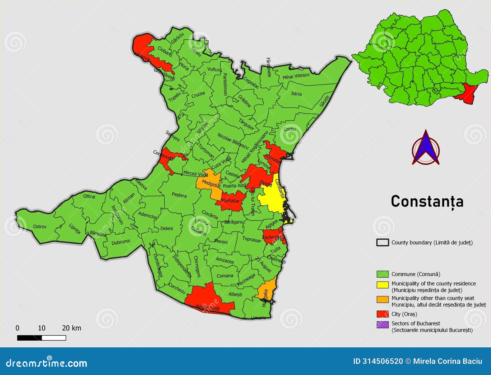 Map of Romania with Administrative Divisions of Constanta County Map ...