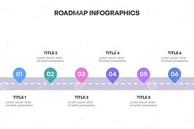 Comprehensive Roadmap Infographic, Strategic Milestone Path with 6 Key ...