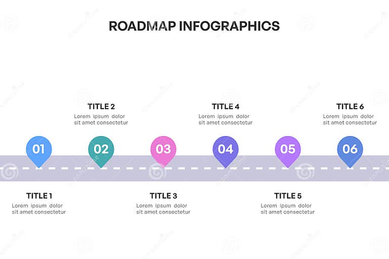 Comprehensive Roadmap Infographic, Strategic Milestone Path with 6 Key ...