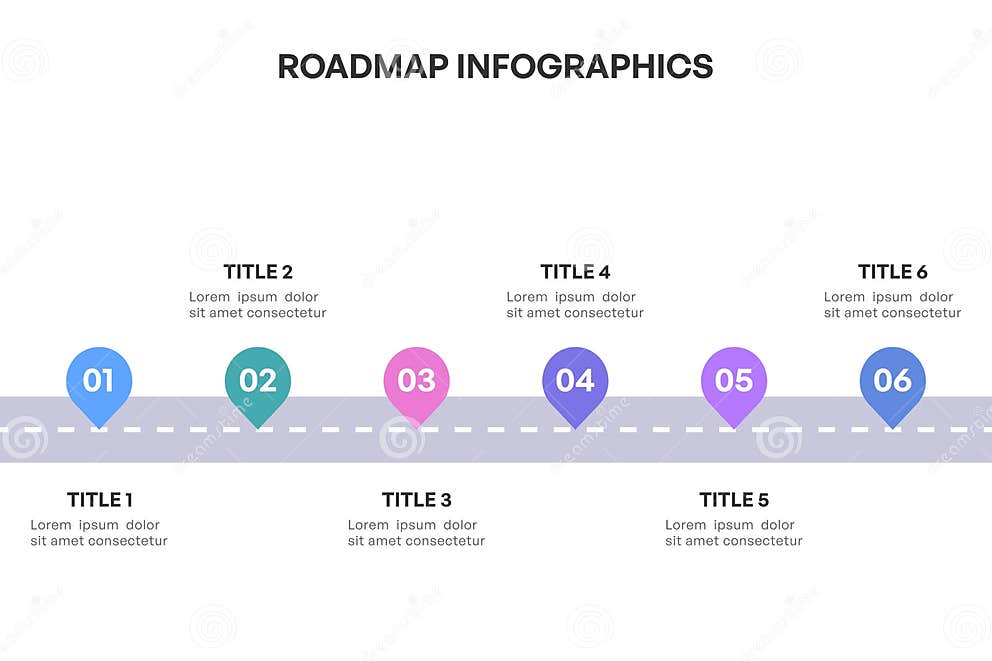 Comprehensive Roadmap Infographic, Strategic Milestone Path with 6 Key ...