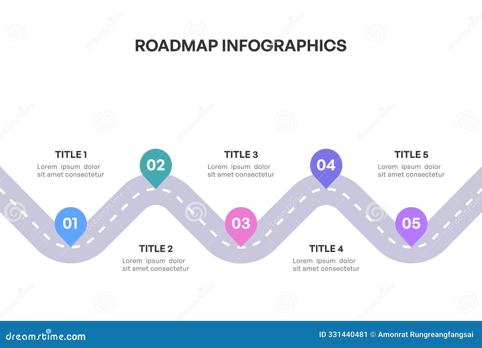 Comprehensive Roadmap Infographic, Strategic Milestone Path with 5 Key ...
