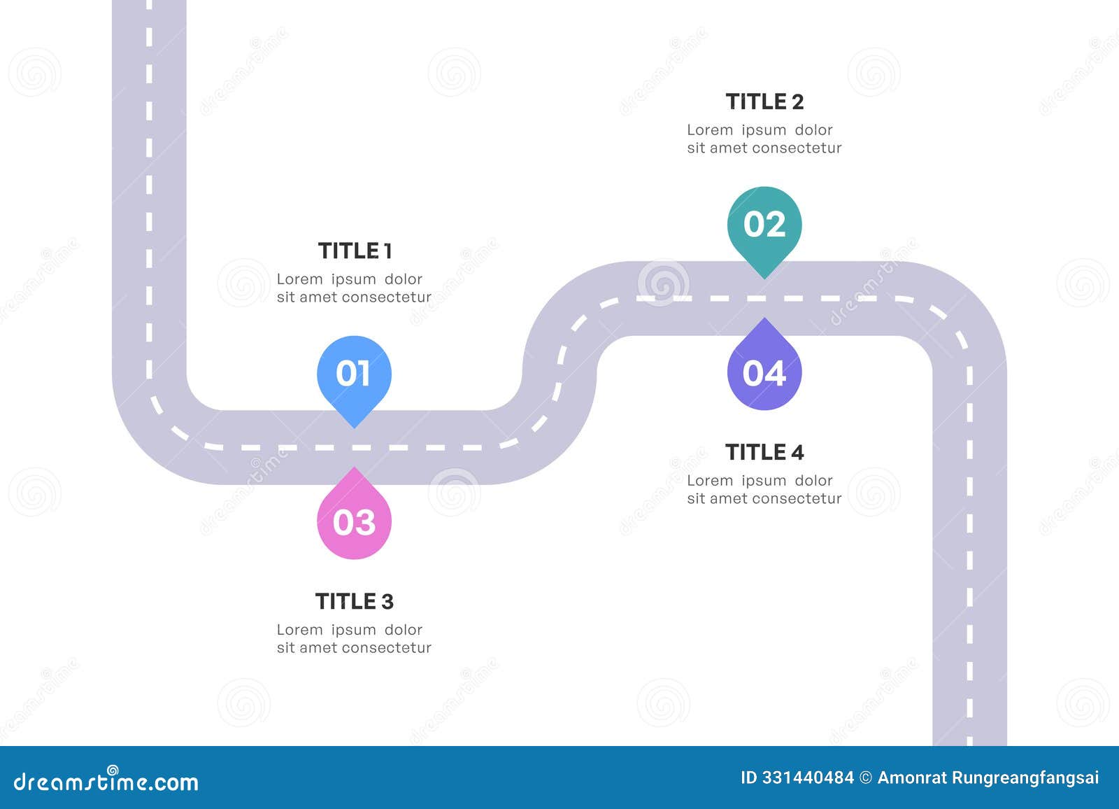 Comprehensive Roadmap Infographic, Strategic Milestone Path with 4 Key ...