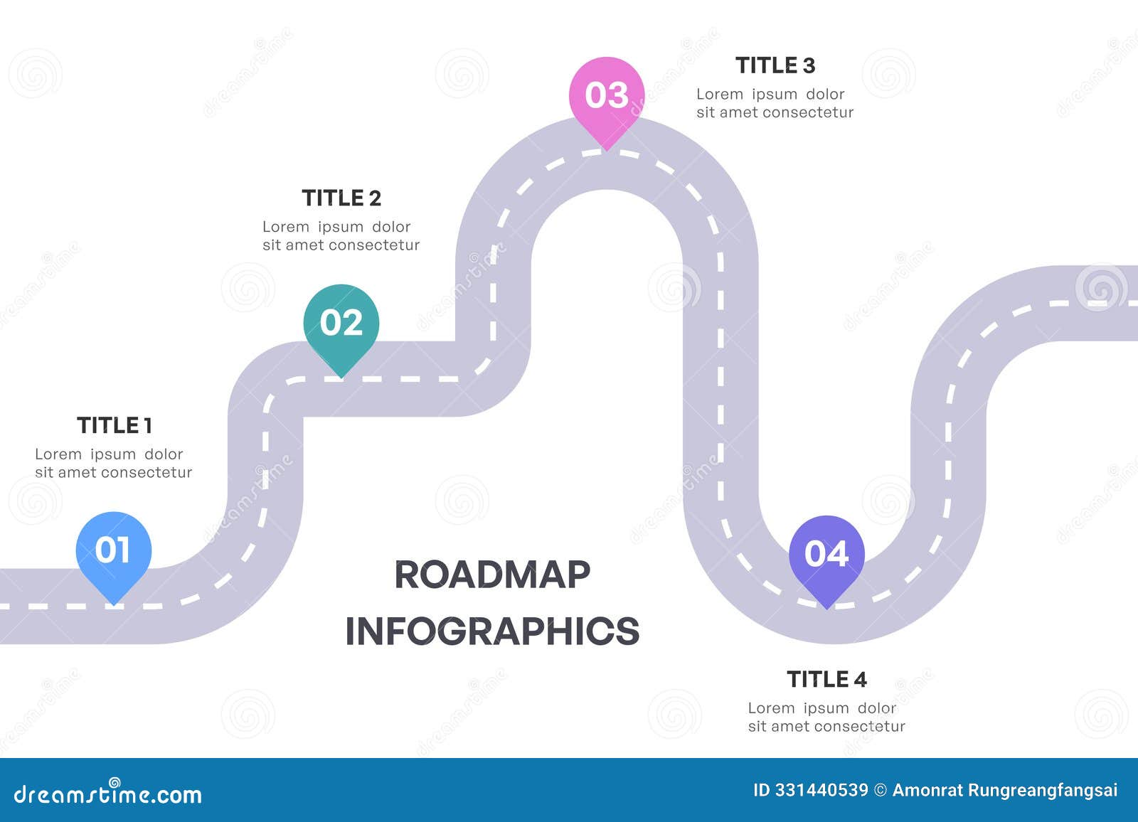Comprehensive Roadmap Infographic, Strategic Milestone Path with 4 Key ...