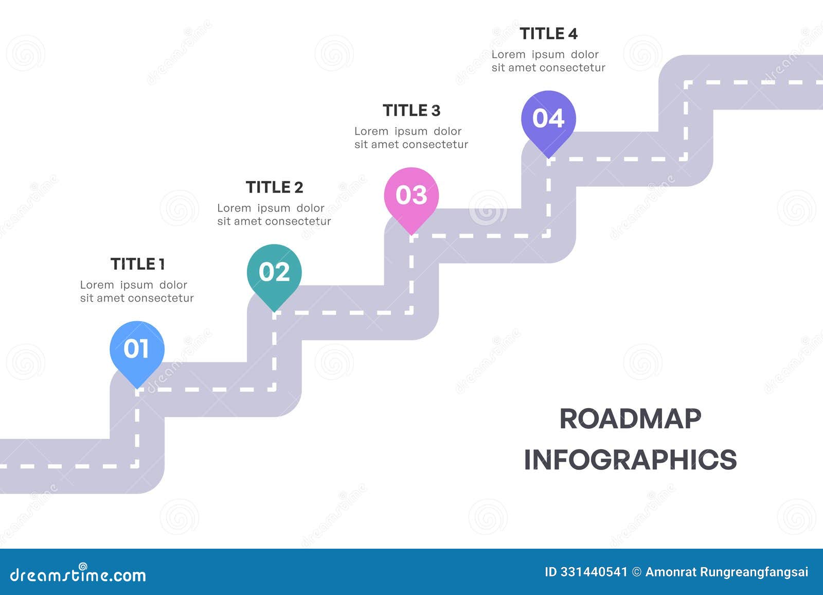Comprehensive Roadmap Infographic, Strategic Milestone Path with 4 Key ...