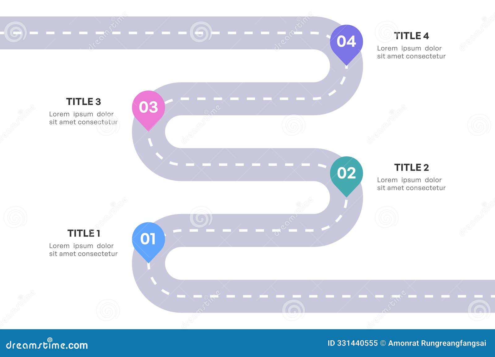 Comprehensive Roadmap Infographic, Strategic Milestone Path with 4 Key ...