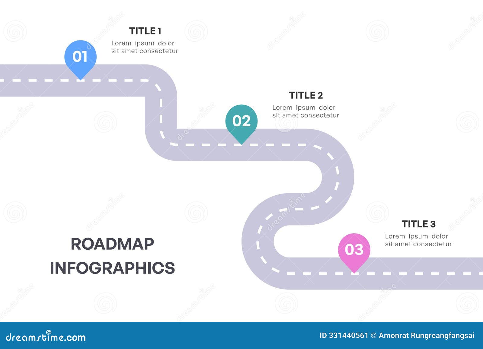 Comprehensive Roadmap Infographic, Strategic Milestone Path with 3 Key ...
