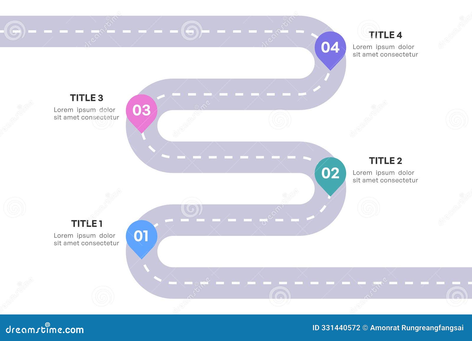 Comprehensive Roadmap Infographic, Strategic Milestone Path with 4 Key ...