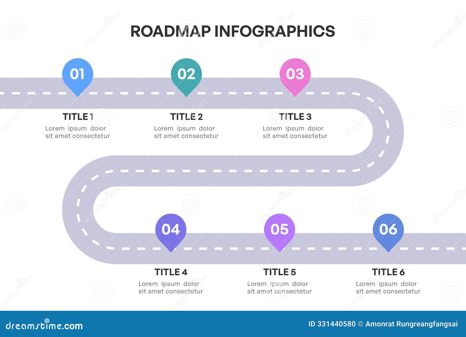 Comprehensive Roadmap Infographic, Strategic Milestone Path with 6 Key ...