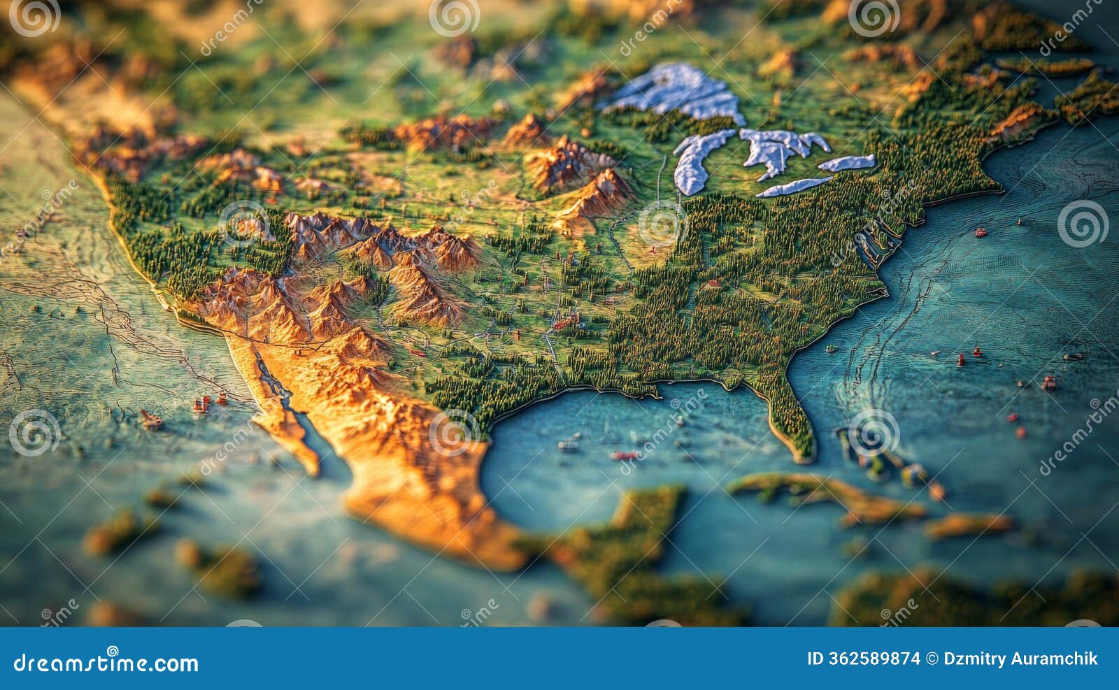 A Comprehensive Topographical Map of North America, Highlighting ...