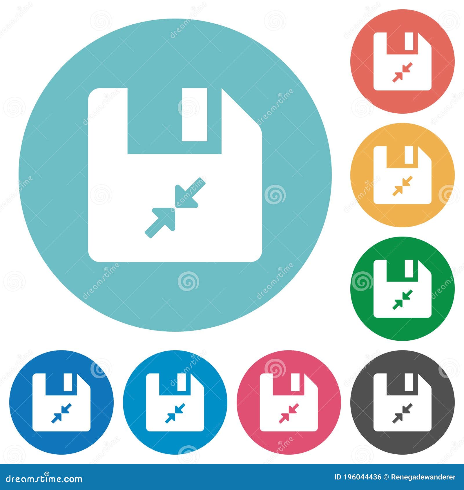 Compress File White Icons On Edged Square Buttons Vector Illustration ...