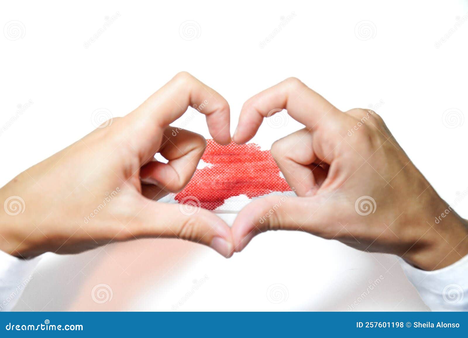 A Compress with Period Blood and Heart-shaped Hands Stock Photo - Image ...