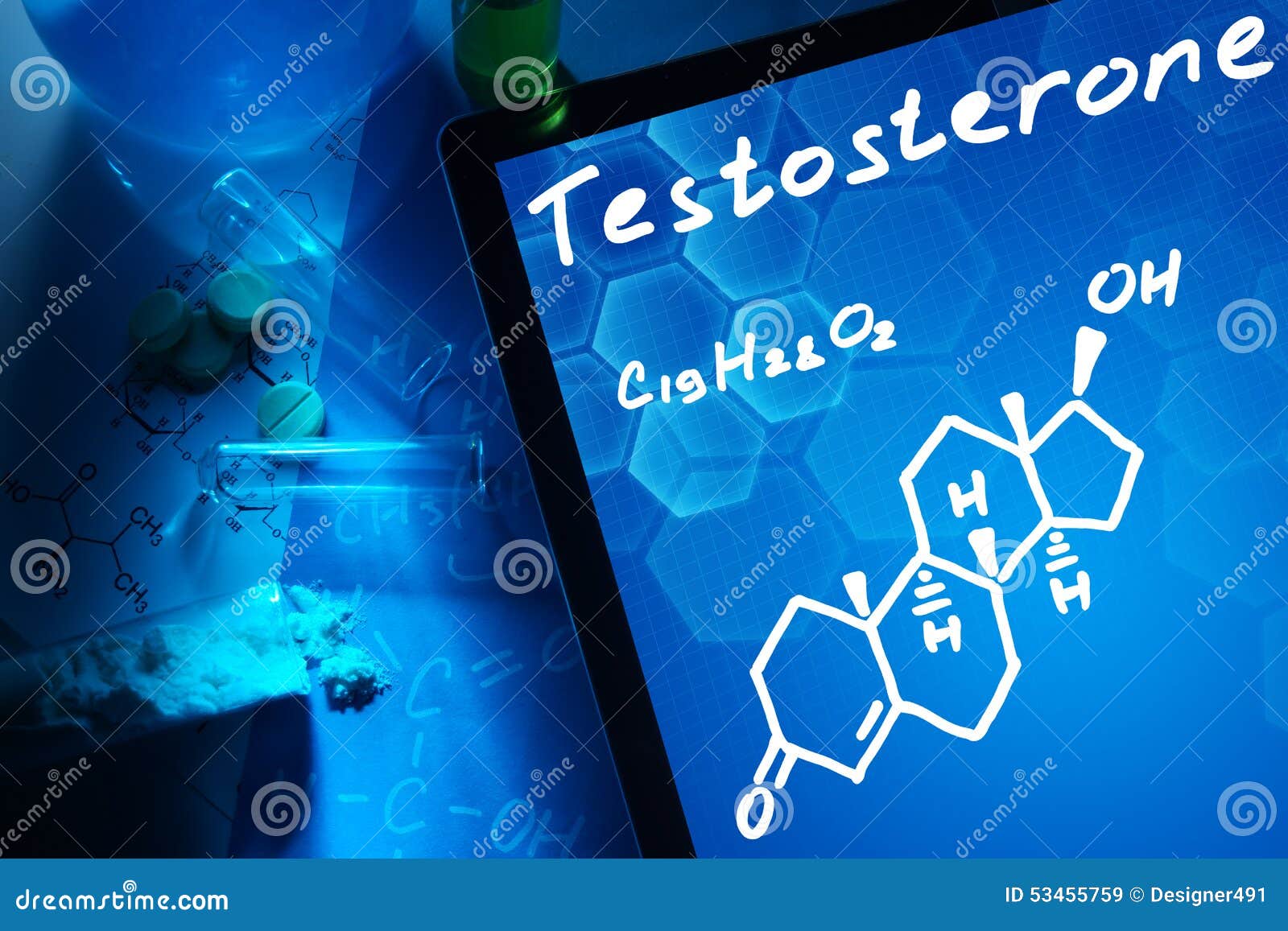 Compressa Con La Formula Chimica Di Testosterone Illustrazione di Stock ...
