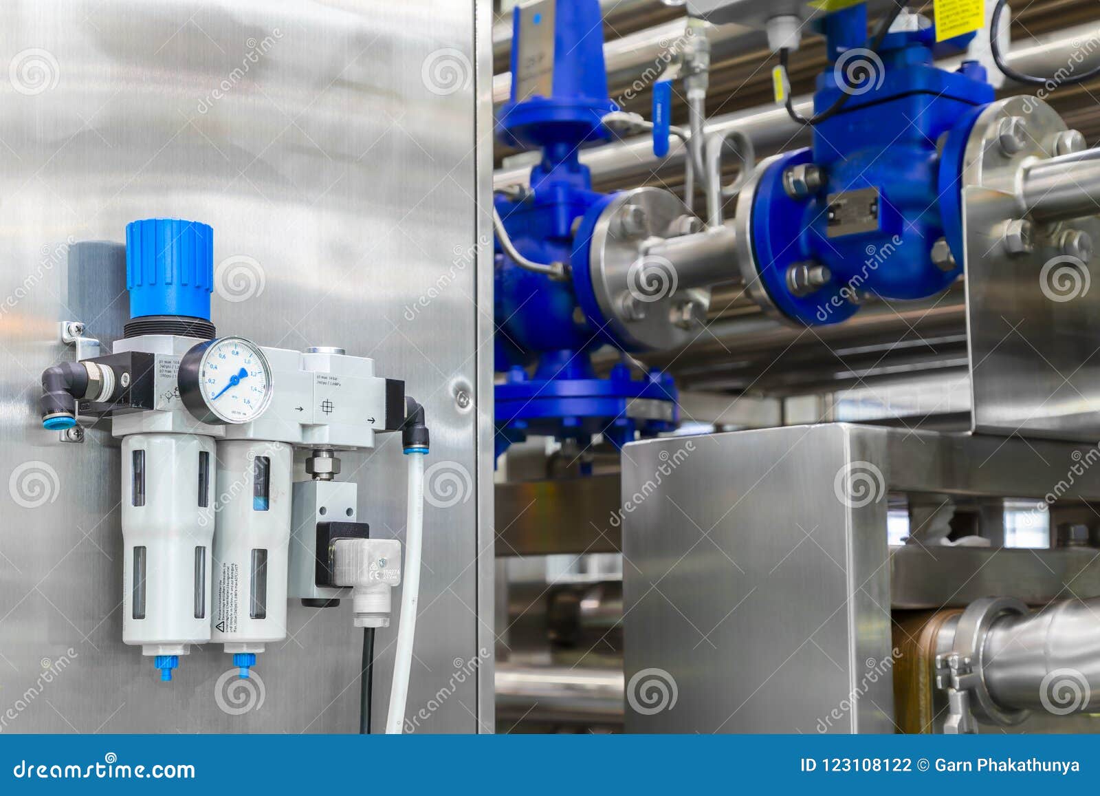 Compressed Air Filter Regulator Lubricator. Stock Photo - Image of ...