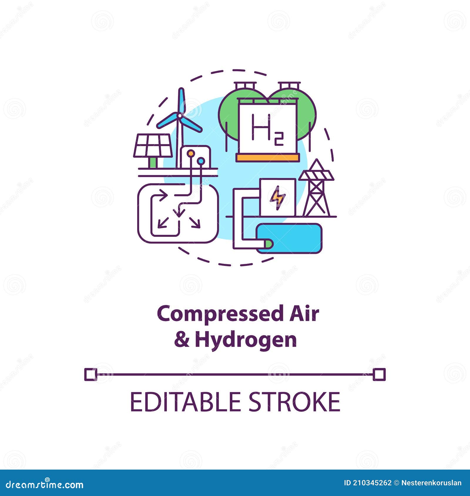 Compressed Air and Hydrogen Concept Icon Stock Vector - Illustration of ...