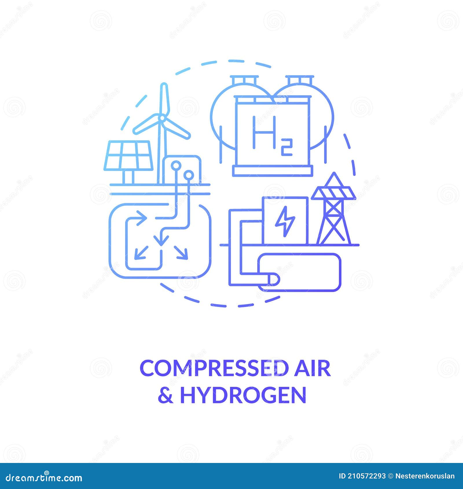 Compressed Air and Hydrogen Energy Storage System Concept Icon Stock ...