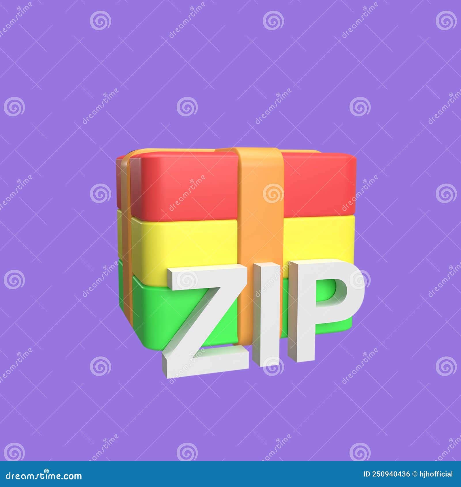 Compressed File 3d Icon Model Cartoon Style Concept. Render ...
