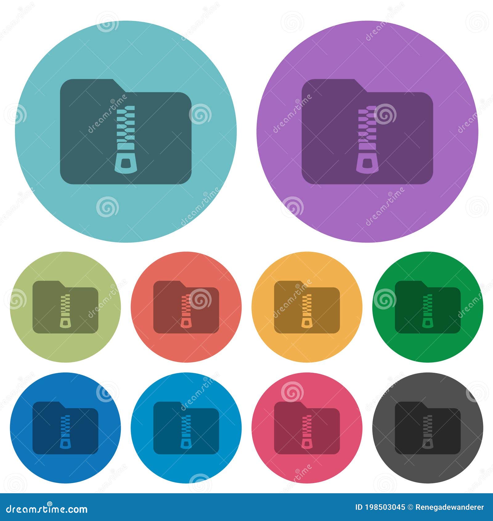 Compressed Folder Color Darker Flat Icons Stock Vector - Illustration ...