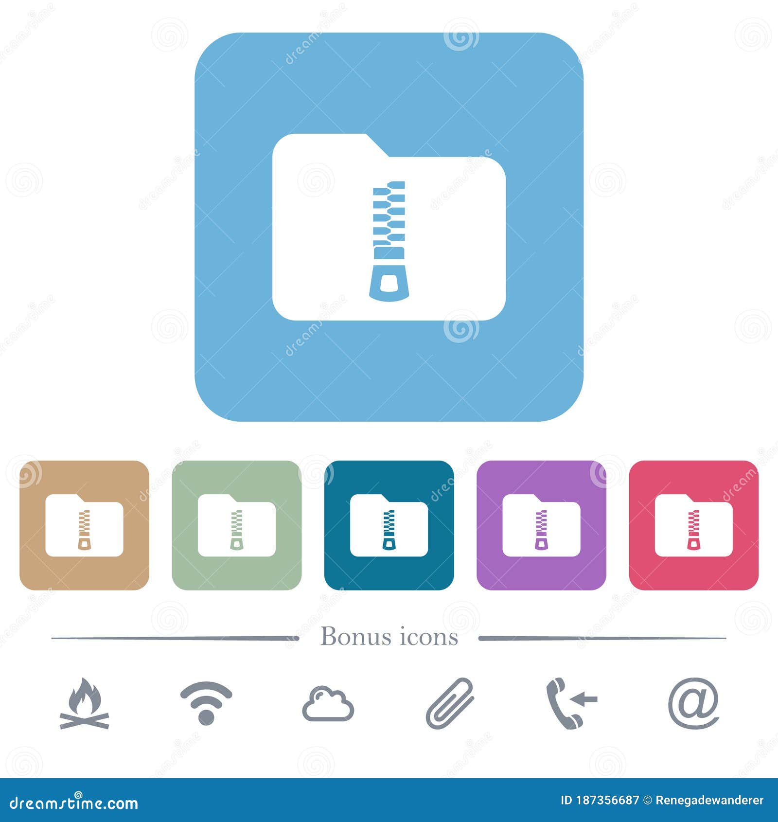 Compressed Folder Flat Icons On Color Rounded Square Backgrounds Stock ...