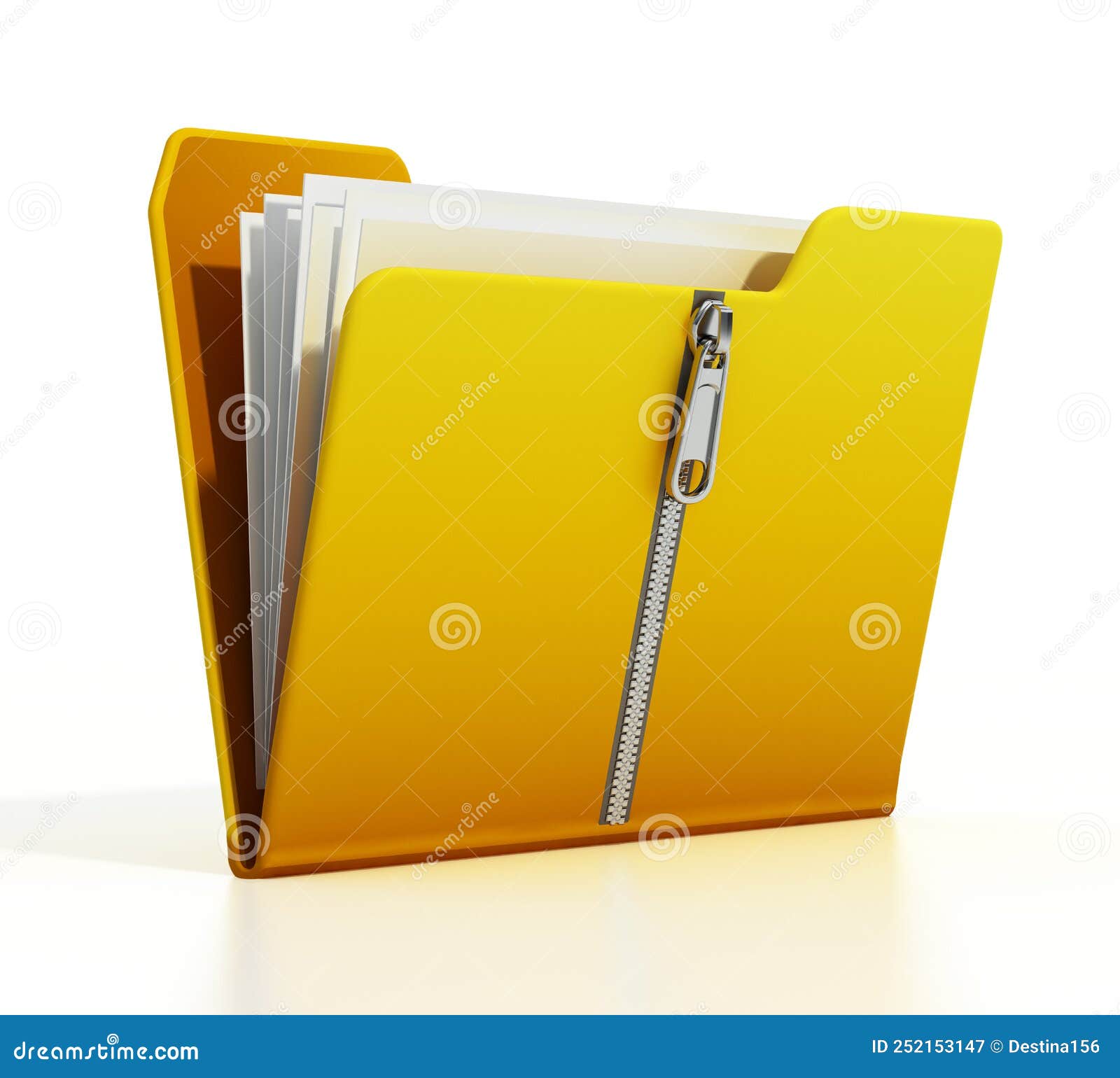Compressed Folder Icon Isolated On White Background. 3D Illustration ...