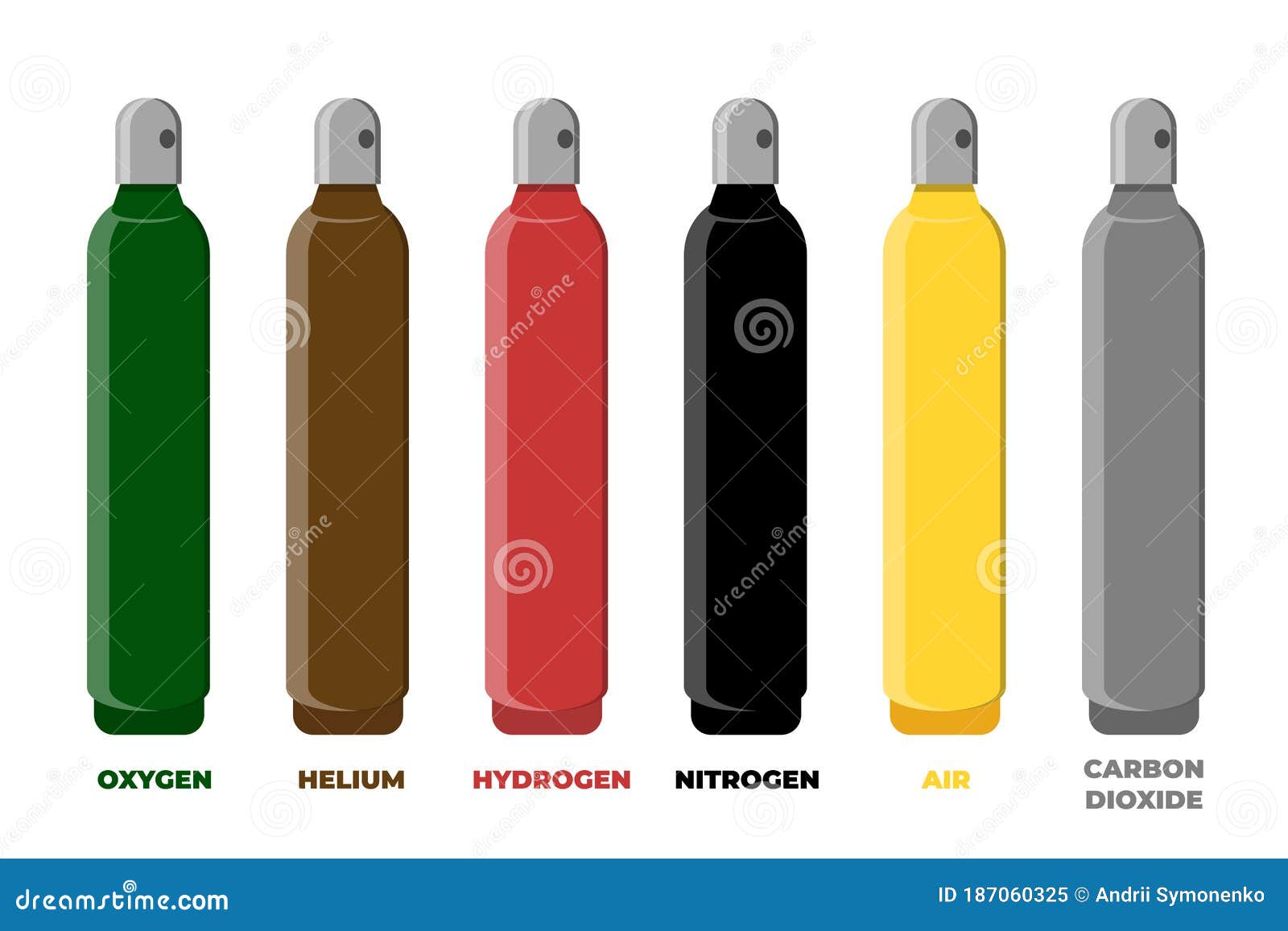 Compressed Gas Storage Cylinder Identification Color Set. Stock Vector ... Compressed Gas Storage Cylinder Identification Color Set. Stock Vector ...