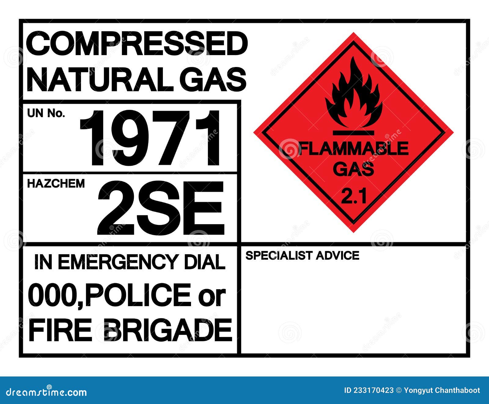Compressed Natural Gas UN1971 Symbol Sign, Vector Illustration, Isolate ...