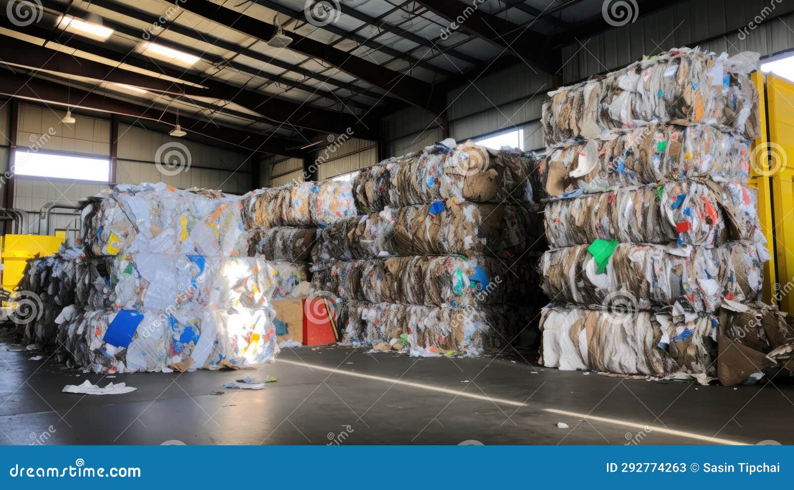 Compressed Recycling Bundles in Recycling Center Stock Illustration ...